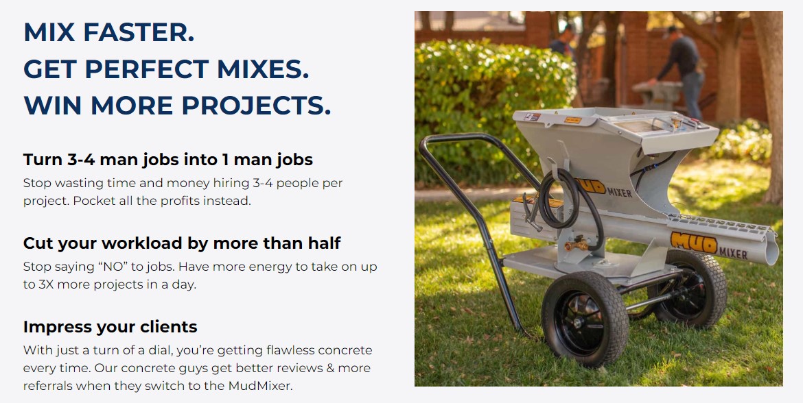 MudMixer Portable Concrete Mixer (Concrete Only) | Heavy Duty ...